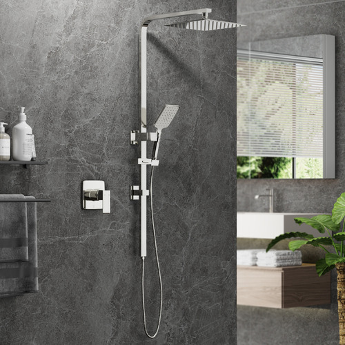 LivingFusion Lia Square Twin Shower Tap Mixer Set Temple Webster